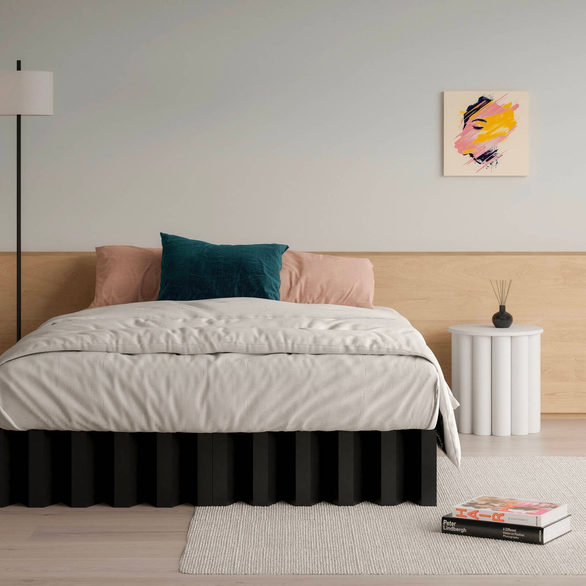Yona Fold Out Cardboard Bed Base Frame - Black Double - Bunnings Australia