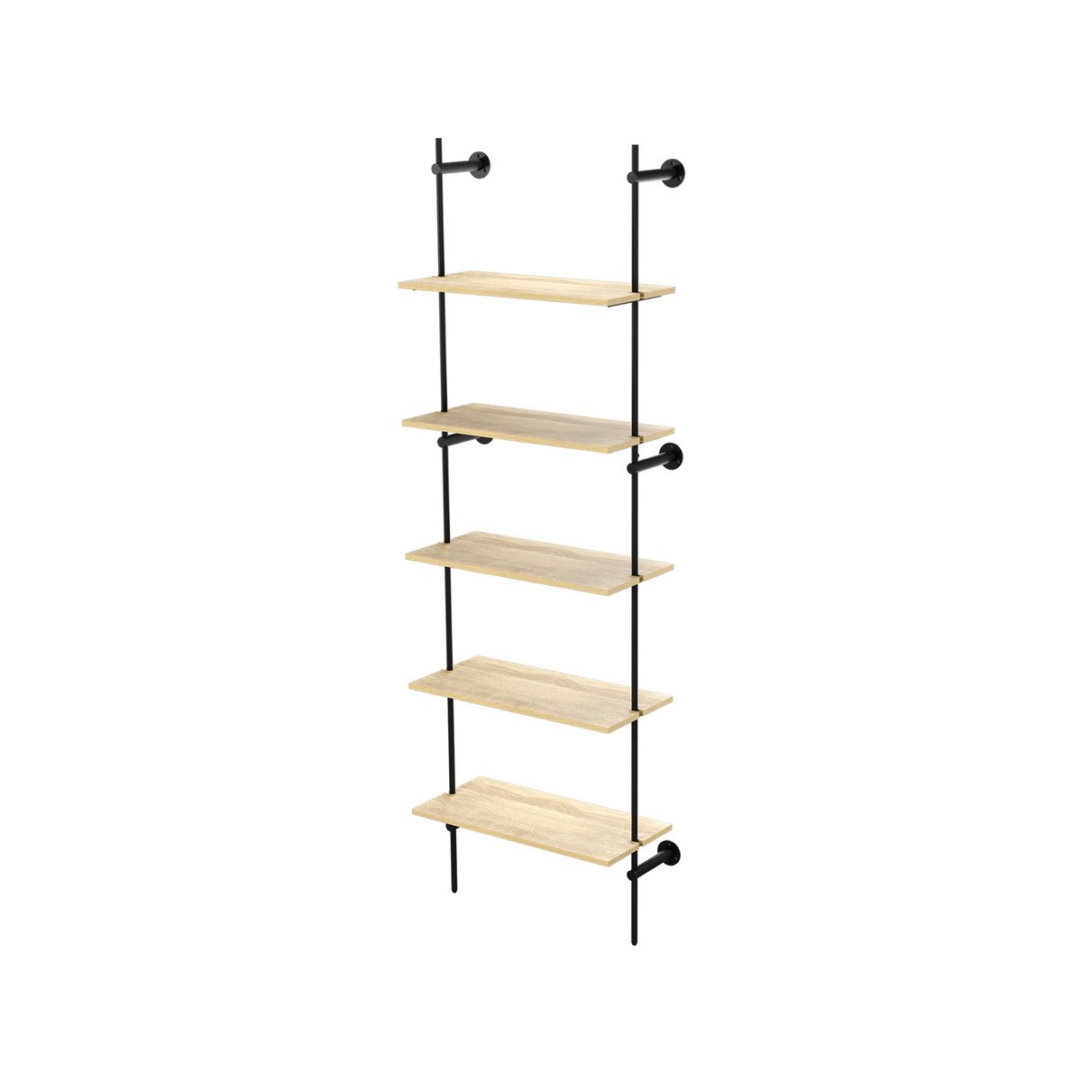 Flexi Storage Studio Black And Oak 1 Bay 5 Wall Shelf Kit - Bunnings ...