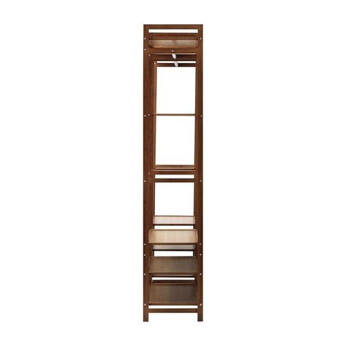 Oikiture Clothes Rack Open Wardrobe Hanging Rail Bamboo 13 Shelves ...