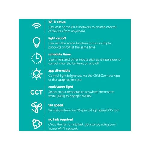 Arlec 130cm White 4 Blade Grid Connect Smart DC Ceiling Fan With LED ...