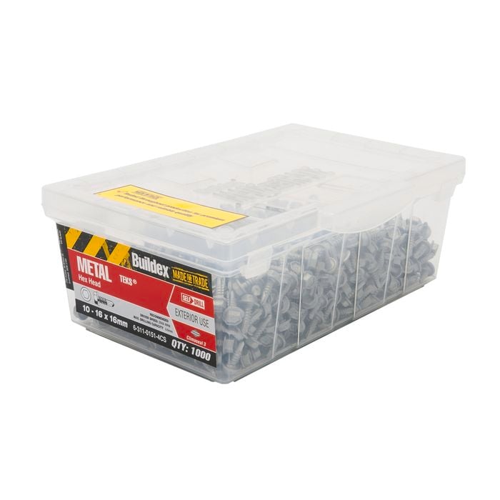 Buildex 10-16 x 16mm Climaseal Metal Tek Screws - 1000 Box - Bunnings ...