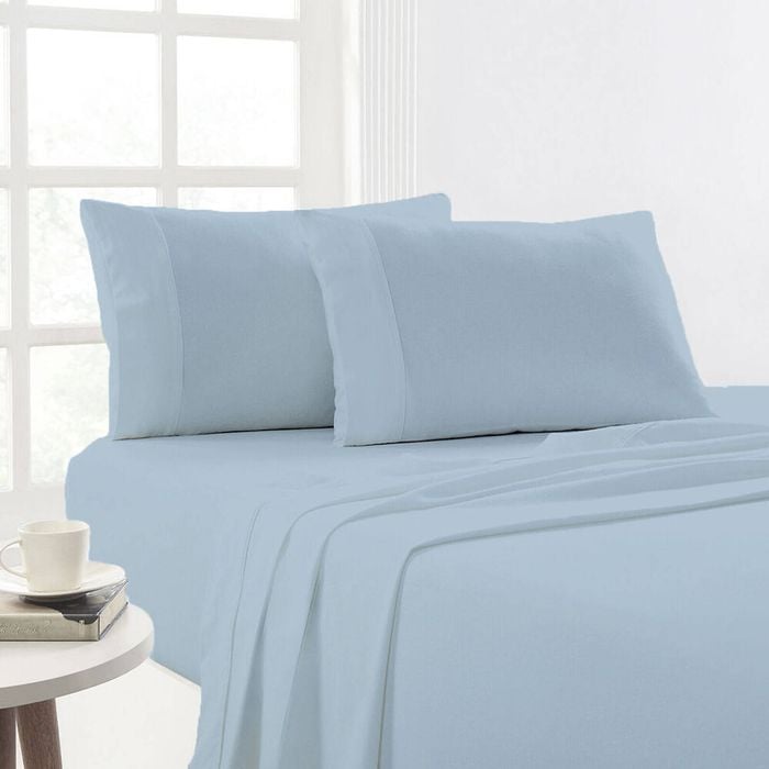 Park Avenue Long Single Cotton Flannelette Bed Sheet Sets - Sky ...