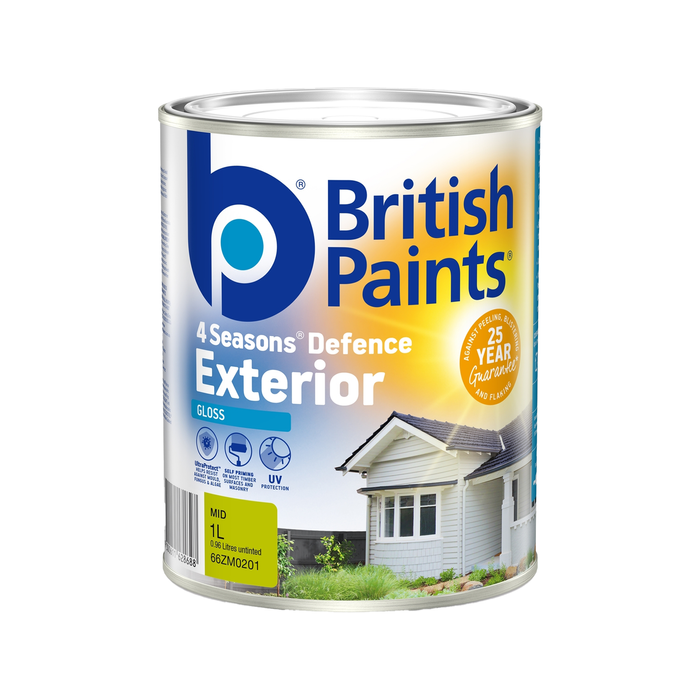 British Paints 1L Mid Base Gloss 4 Seasons Exterior Paint - Bunnings ...