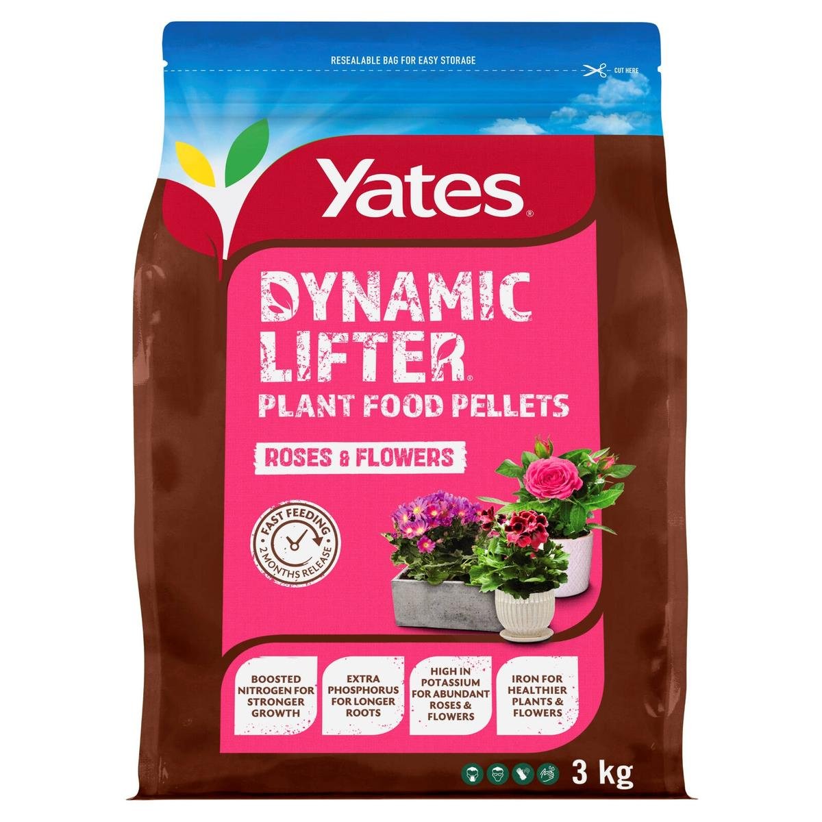 Yates 3kg Dynamic Lifter Plant Food Pellets Roses & Flowers - Bunnings ...