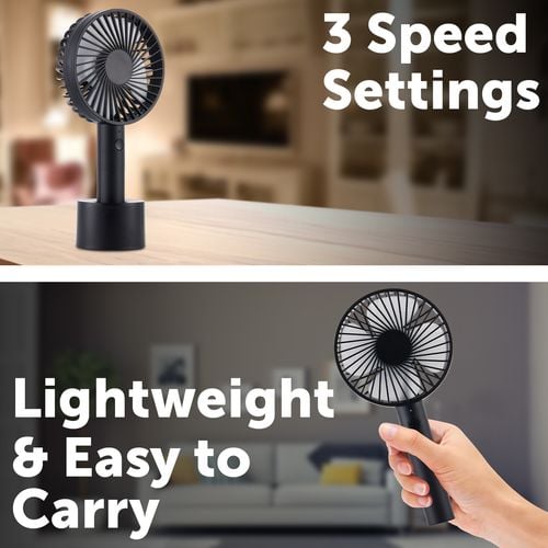 Click 10cm Handheld Rechargeable Fan Black - Bunnings Australia