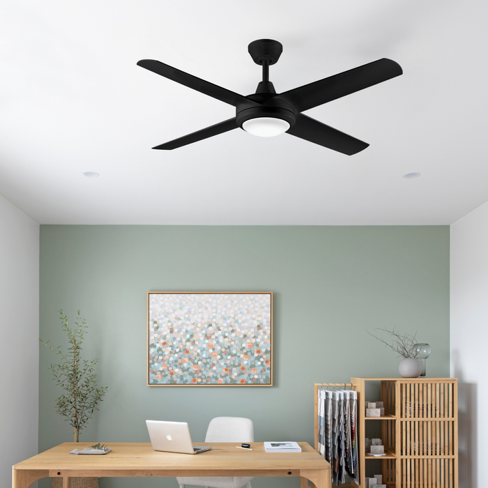 ThreeSixty 132cm Black 4 Blade AC Aspire Ceiling Fan With LED Light ...