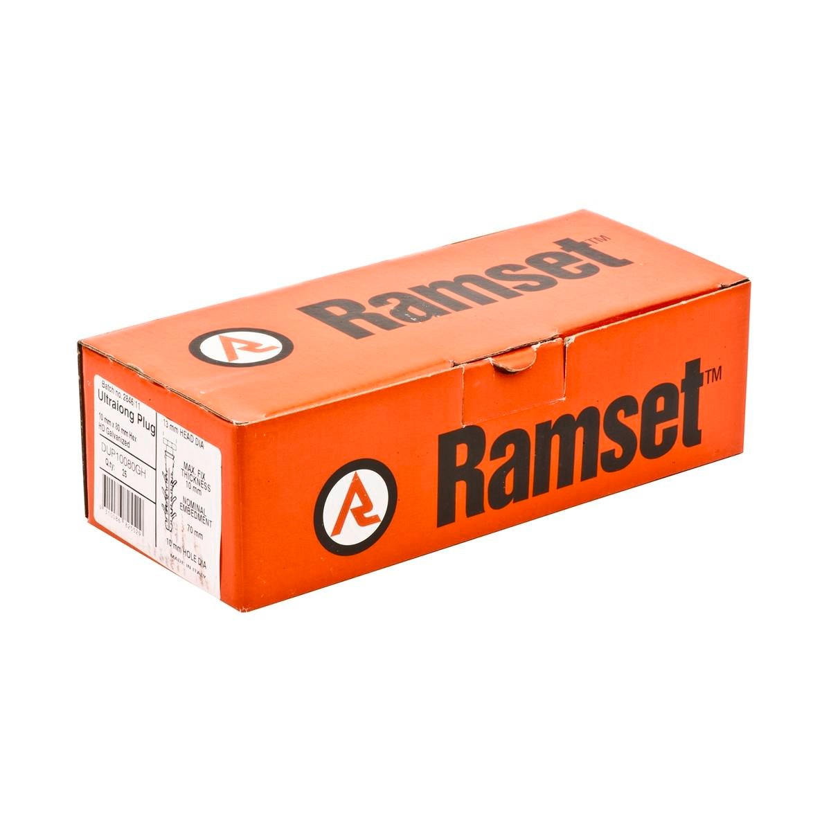 Ramset 10 x 80mm Galvanised Ultra Long Hex Head Screw RamPlug - 25 Pack ...