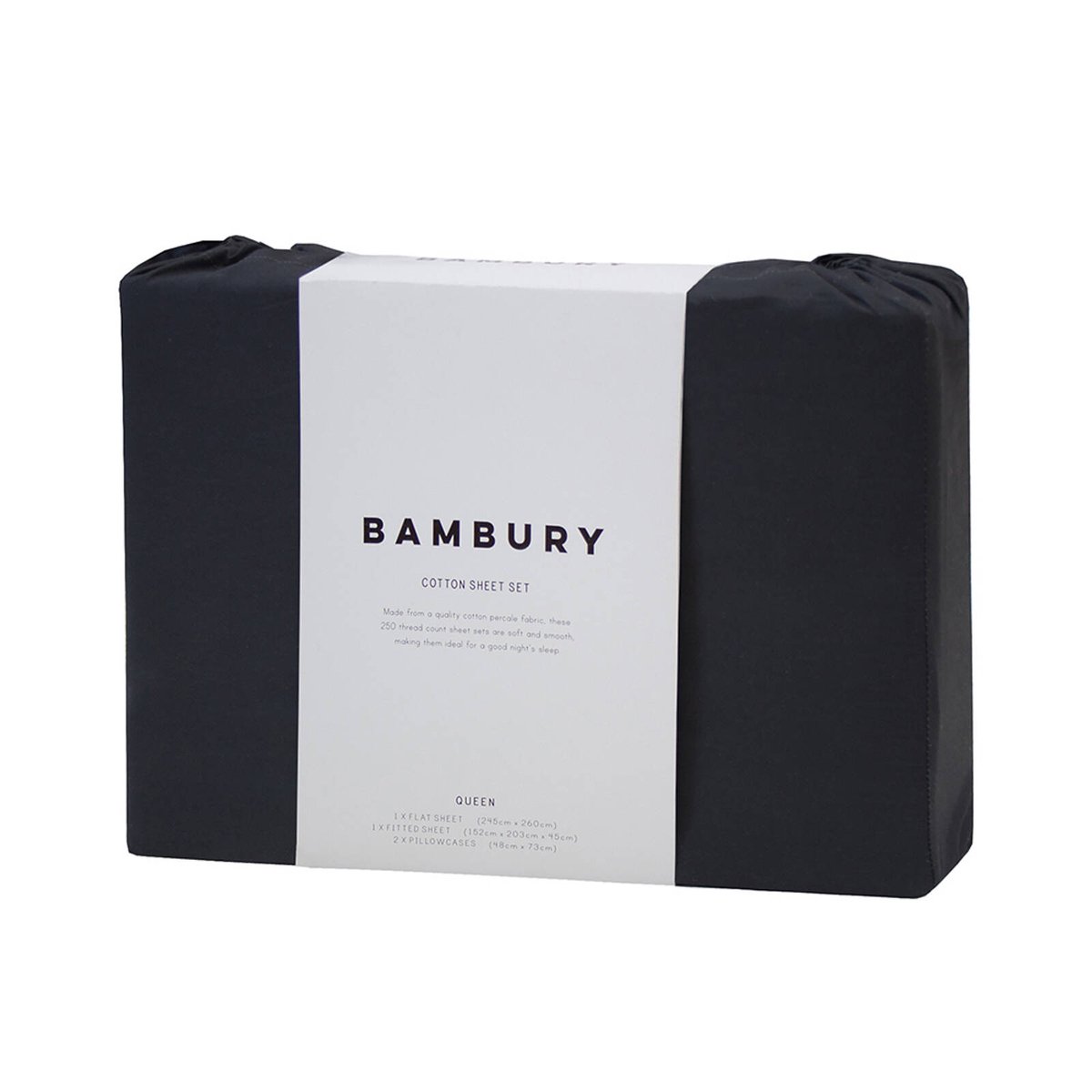 Bambury Size Queen 250TC Cotton Sheet Set Charcoal Home Bedding ...
