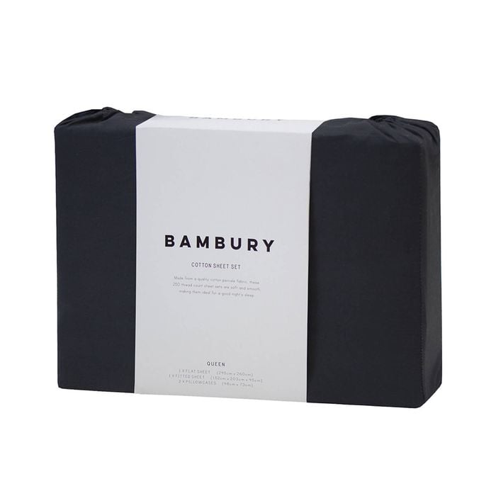 Bambury Size Queen 250TC Cotton Sheet Set Charcoal Home Bedding ...