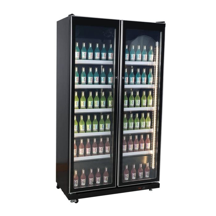 Exquisite Two Glass Doors Upright Display Refrigerators Black 690 Litre ...