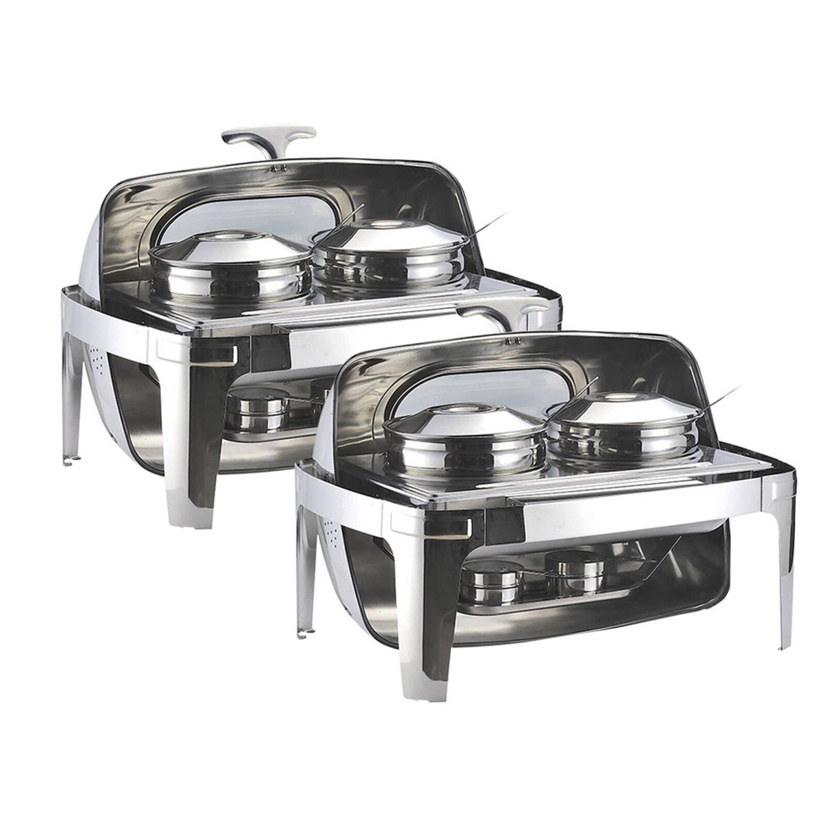 SOGA 2X 6.5L Stainless Steel Double Soup Tureen Roll Top Buffet Chafing ...
