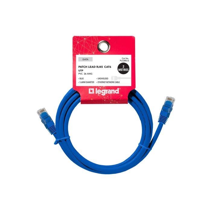 Legrand 2m Blue Cat6 RJ45 UTP Patch Lead - Bunnings Australia