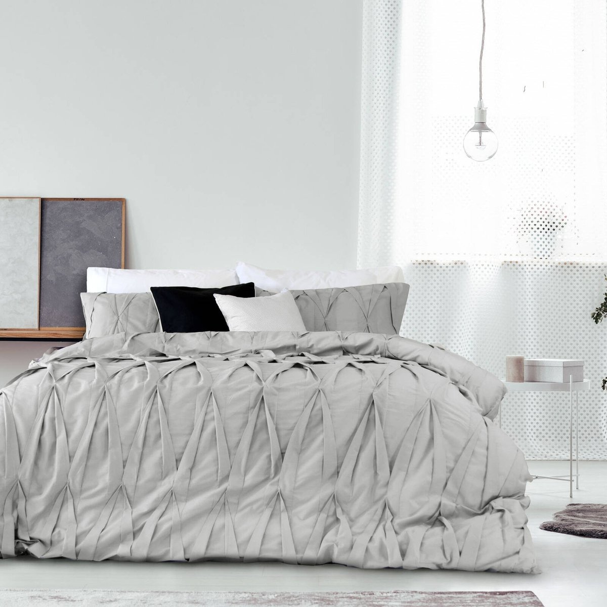 Ardor Lace Silver Embellished Quilt Cover Set Queen - Bunnings Australia