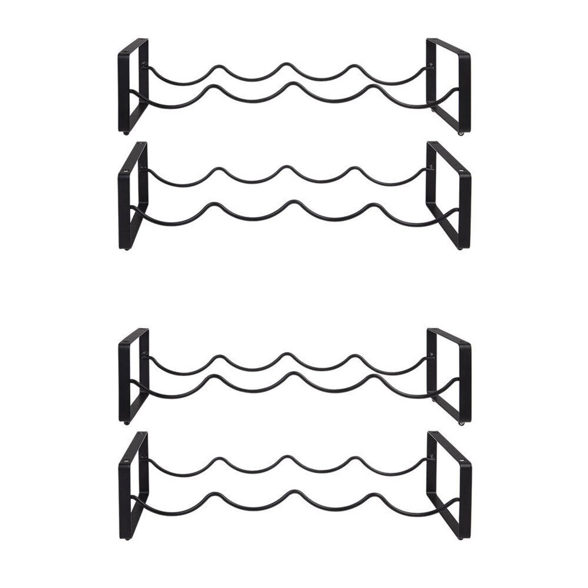 2PK Bartender Steel 2-Tier 8-Bottle Stackable Wine Rack - Black ...