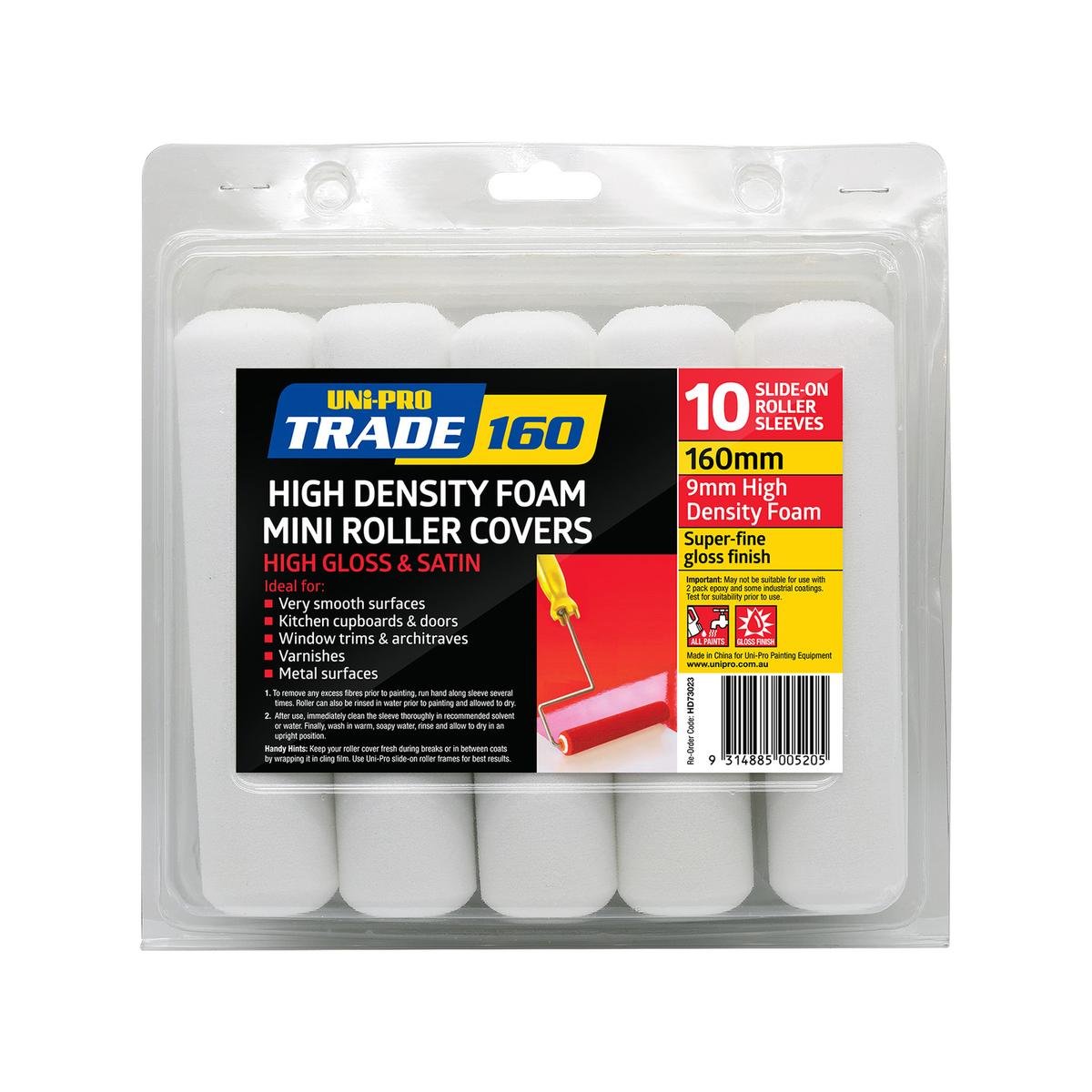 UNi-PRO 160mm Trade HD Foam 10 Pack - Bunnings Australia