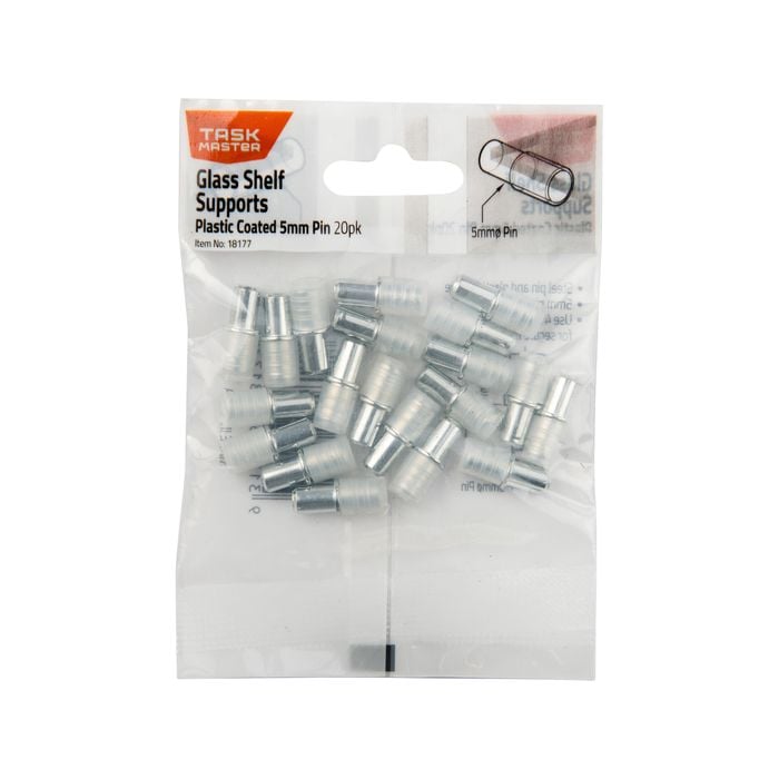 Taskmaster 5mm Plastic Coated Glass Shelf Supports - 20 Pack - Bunnings ...