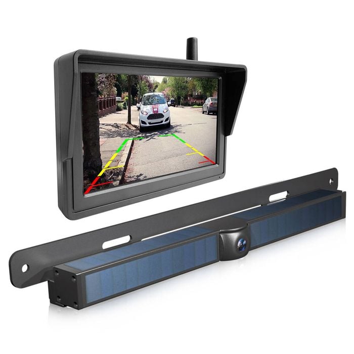Elinz Solar Powered License Plate 720P HD Backup Camera System 2.4Ghz ...