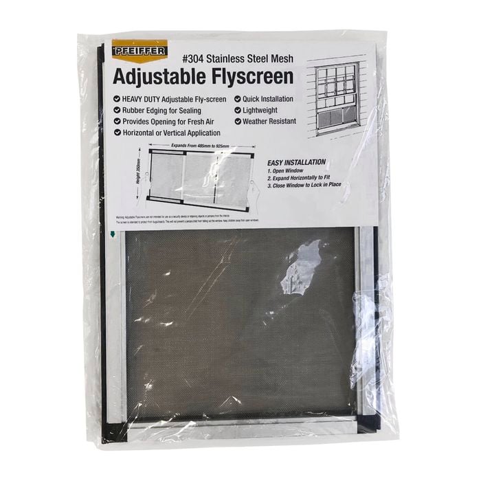 Pfeiffer 350mm x 485mm-925mm Aluminium Adjustable Window Flyscreen ...
