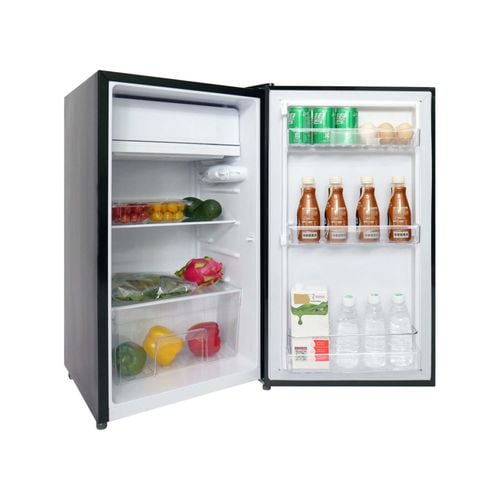 Huez 91L Black Glass Mini Fridge with Built-in Freezer Compartment ...