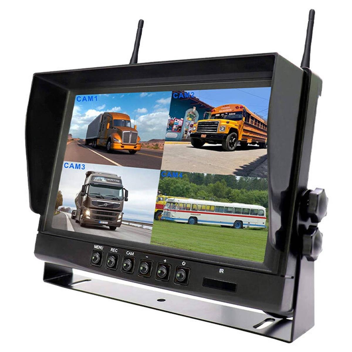 Elinz 4CH Digital Wireless 9" Quad Splitscreen DVR Recording Function ...
