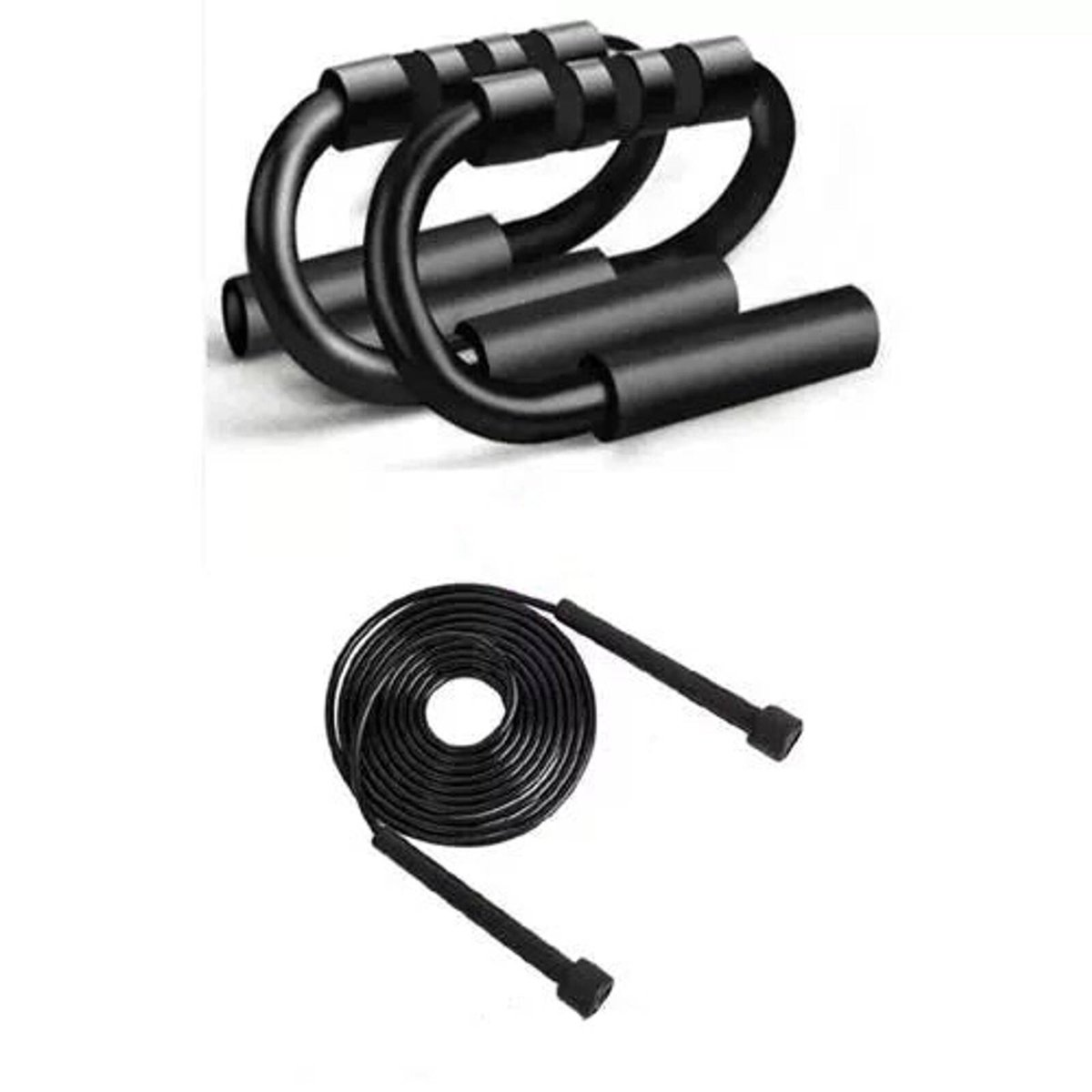 NNETB Black Push-Up Stand and Sports Skipping Rope Set - Bunnings Australia