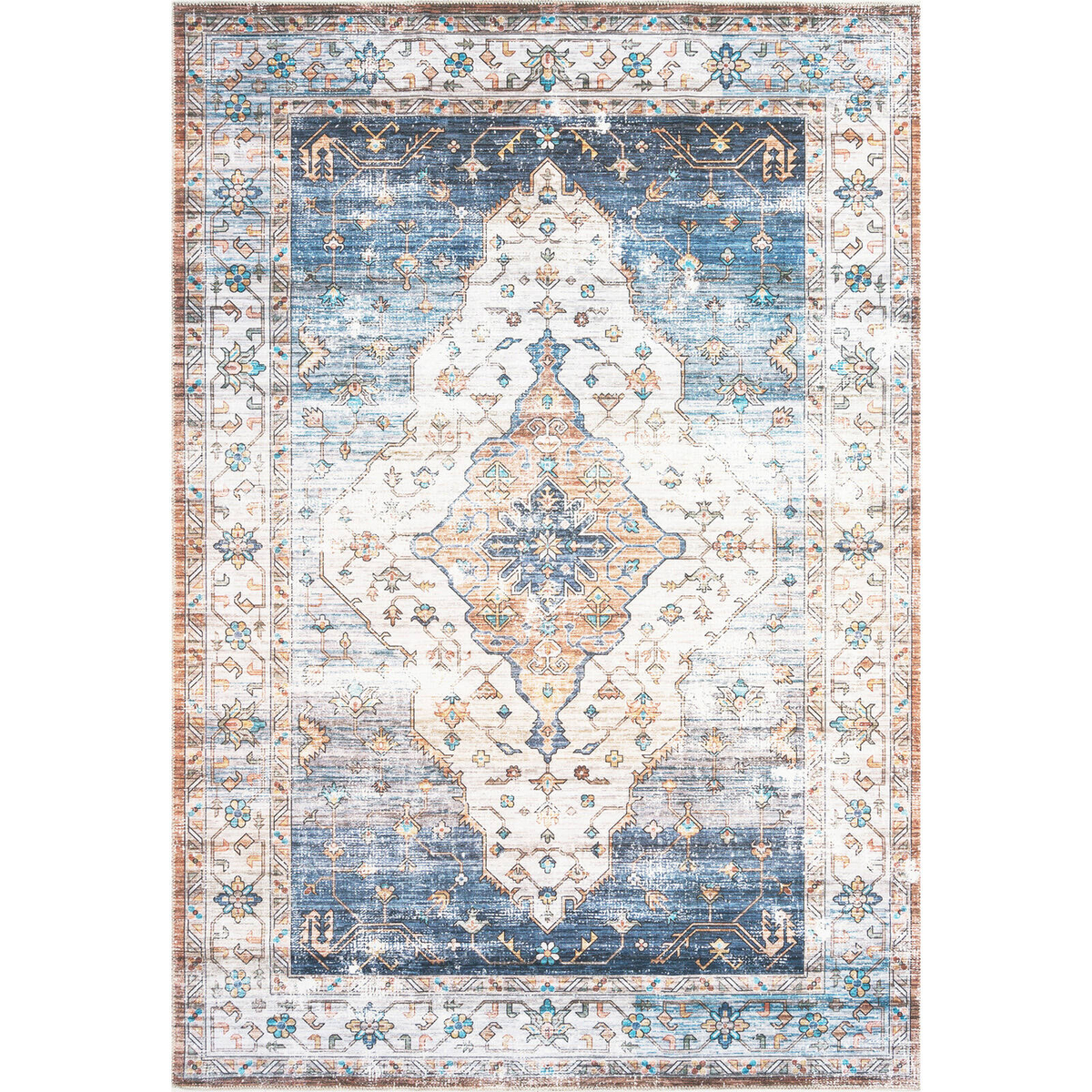 Roy Blue 300X240Cm Washable Rug - Bunnings Australia