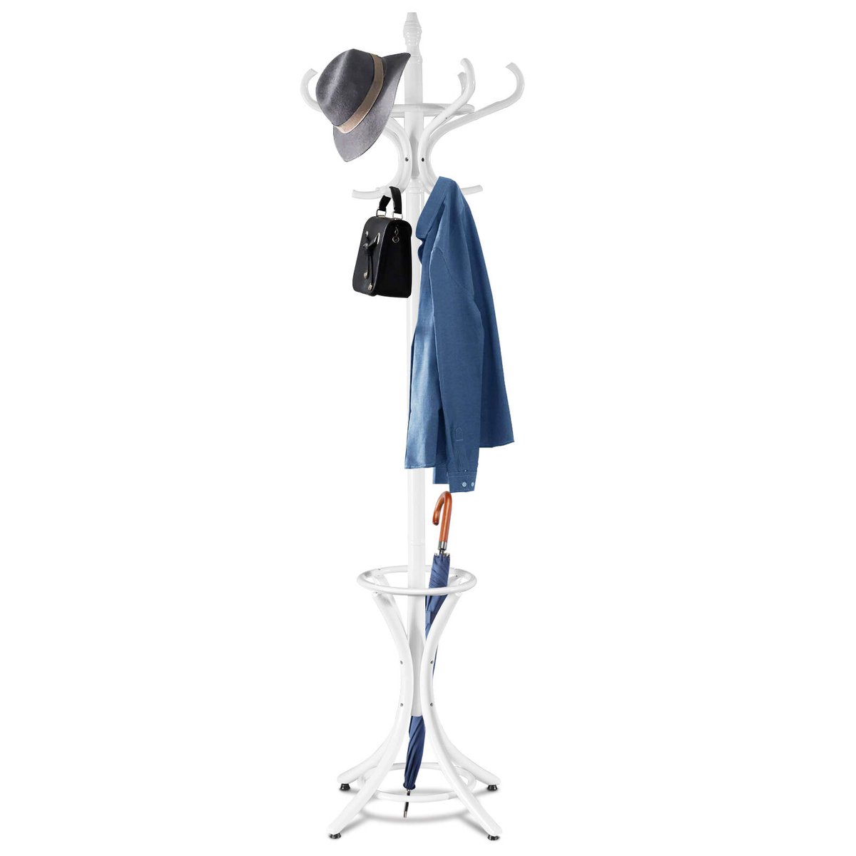 Costway Wooden Coat Rack Stand Hat Hanger White 184cm - Bunnings Australia