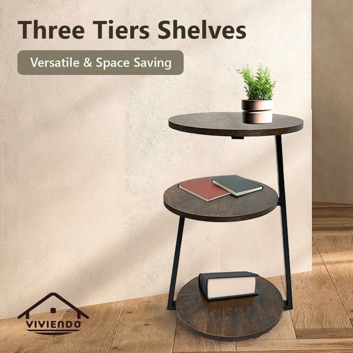 Viviendo Coffee Table Wooden Side End Tables Bedside Nightstand with 3 ...