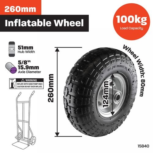 Move It 3.5 x 4" Pneumatic Steel Trolley Wheel with 5/8" Axle Diameter ...