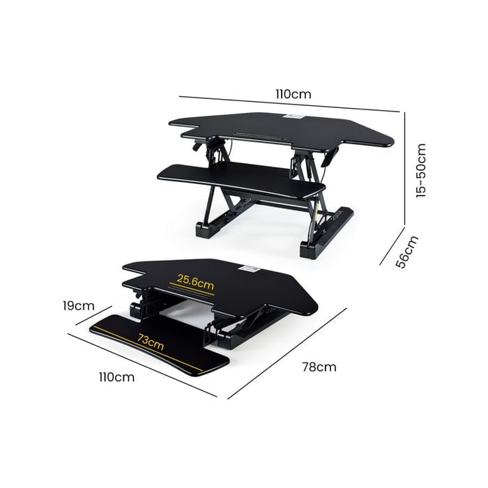 FORTIA Corner Desk Riser 110cm Wide Adjustable Sit to Stand for Dual ...