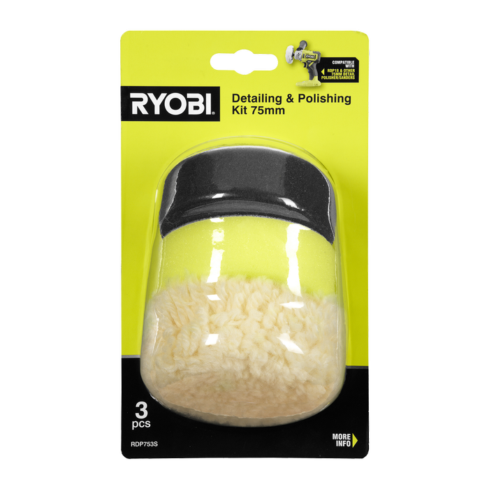 Ryobi 3-Piece 75mm Detailing/Polishing Set - Bunnings Australia
