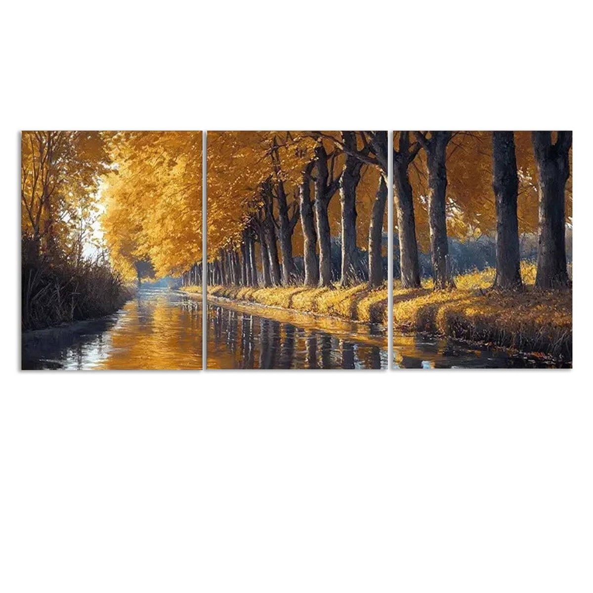 3pcs Golden Autumn River Trees Nature Print 100% Australian Made 3 x ...