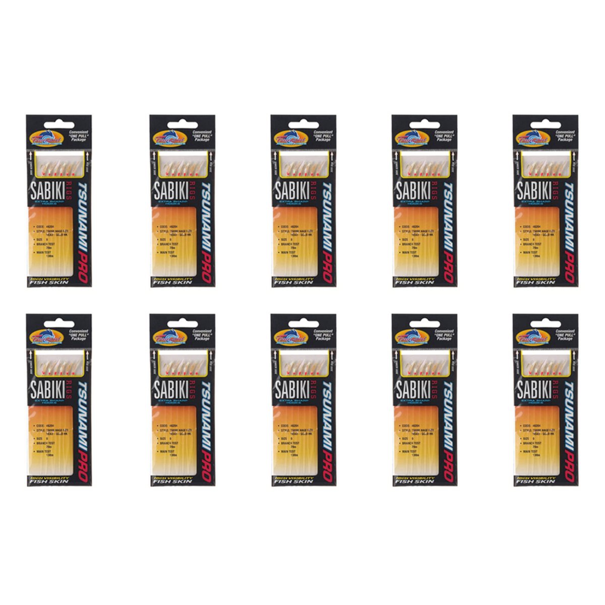 10x Tsunami 6 Gold Hook Sabiki Rig - TS68R Hage Red Head Flash and ...