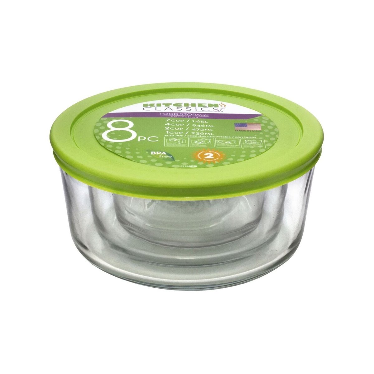 Kitchen Classics Glass Round Containers with Lids - Set 4 - Bunnings ...