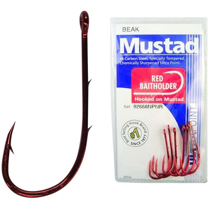 Mustad Red Baitholder-Size 4/0 Qty 5- 92668npnr -Chemically Sharpened ...