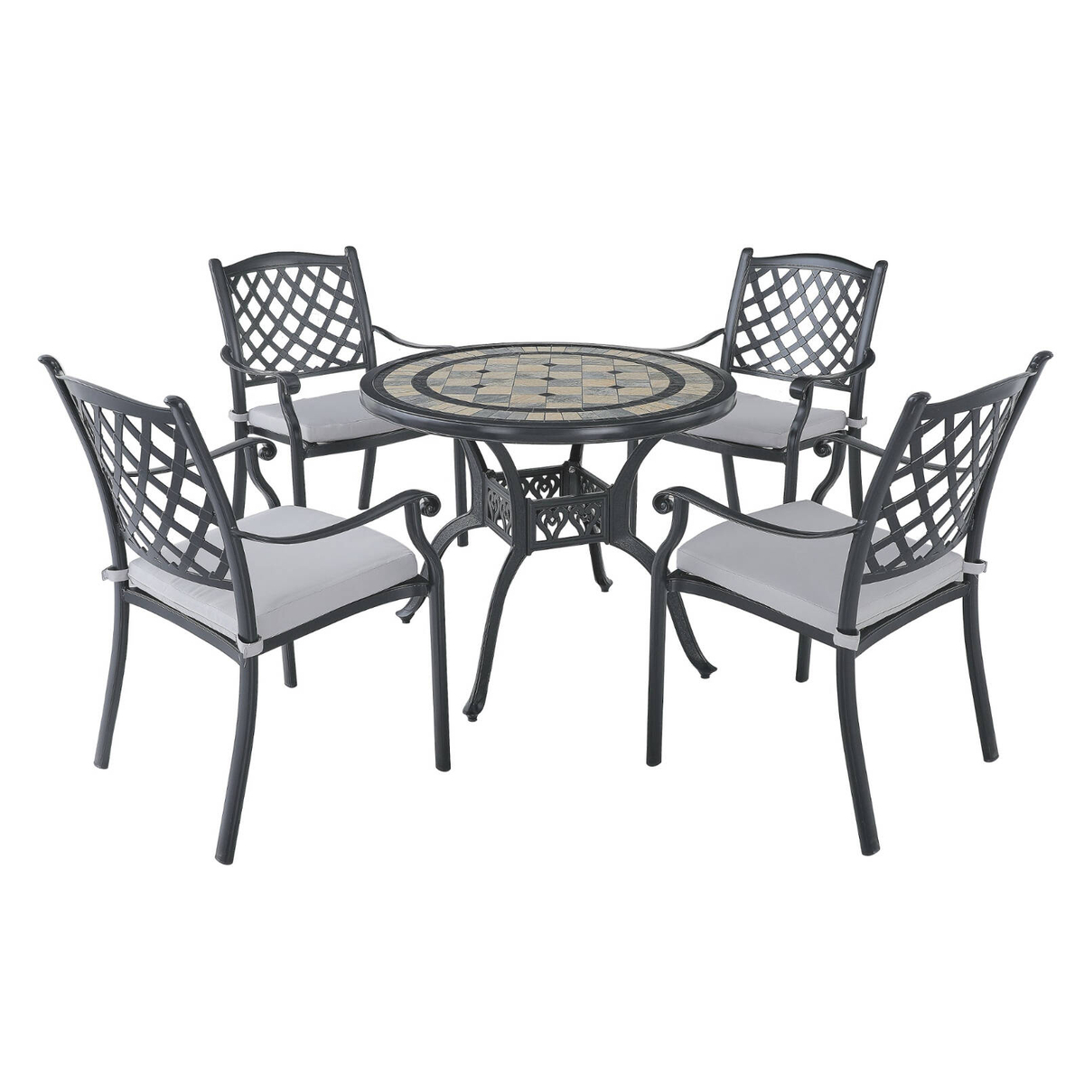 FurnitureOkay Orlando-Athens 5-Piece Cast Aluminium Outdoor Dining ...