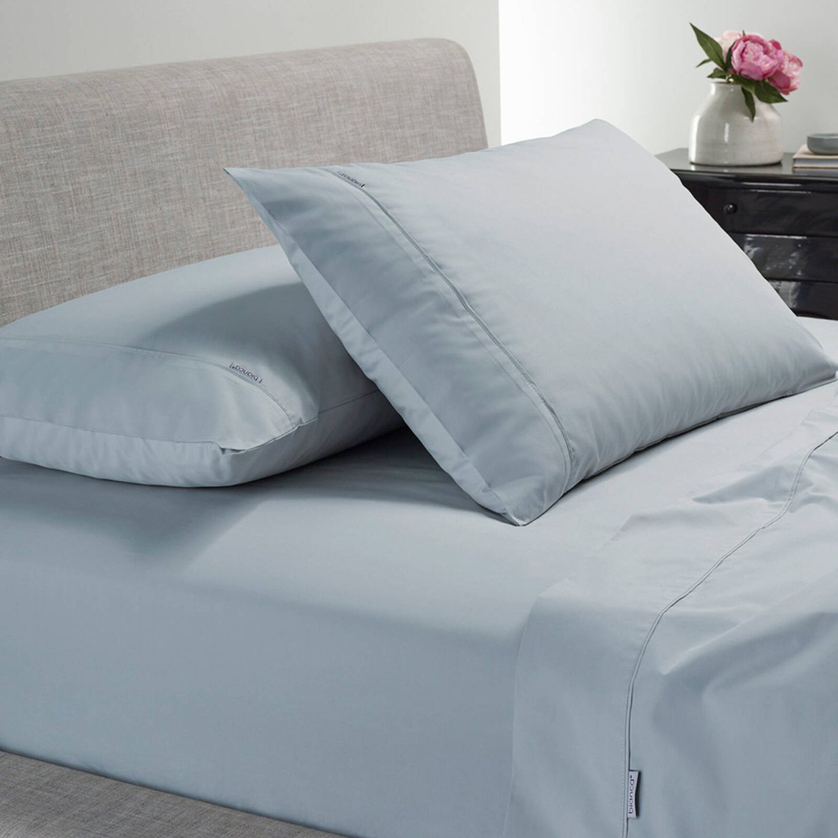 Bianca Heston Cotton Steel Blue Sheet Set - Long Single - Bunnings ...