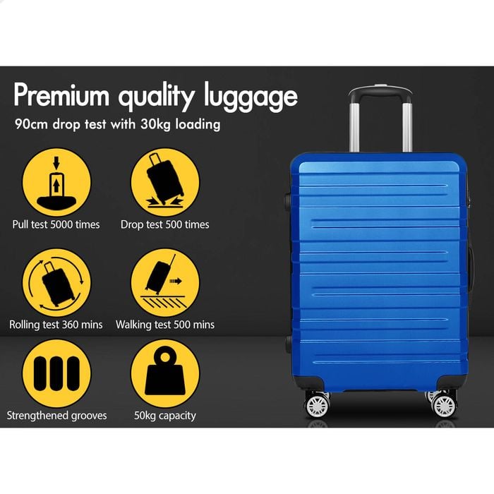 ALFORDSON 3pcs Luggage Trolley Suitcase Set Blue - Bunnings Australia