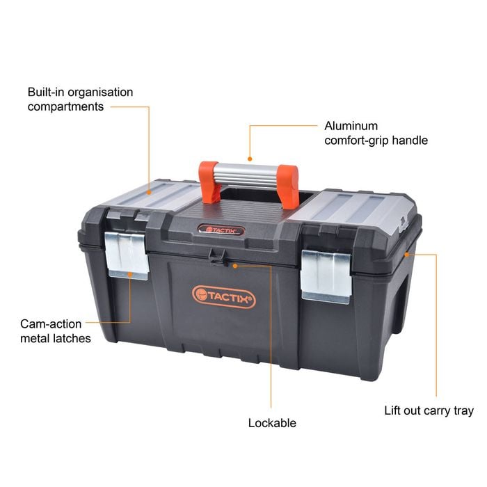 Tactix 535mm Tool Box With Aluminium Handle And Steel Latches ...