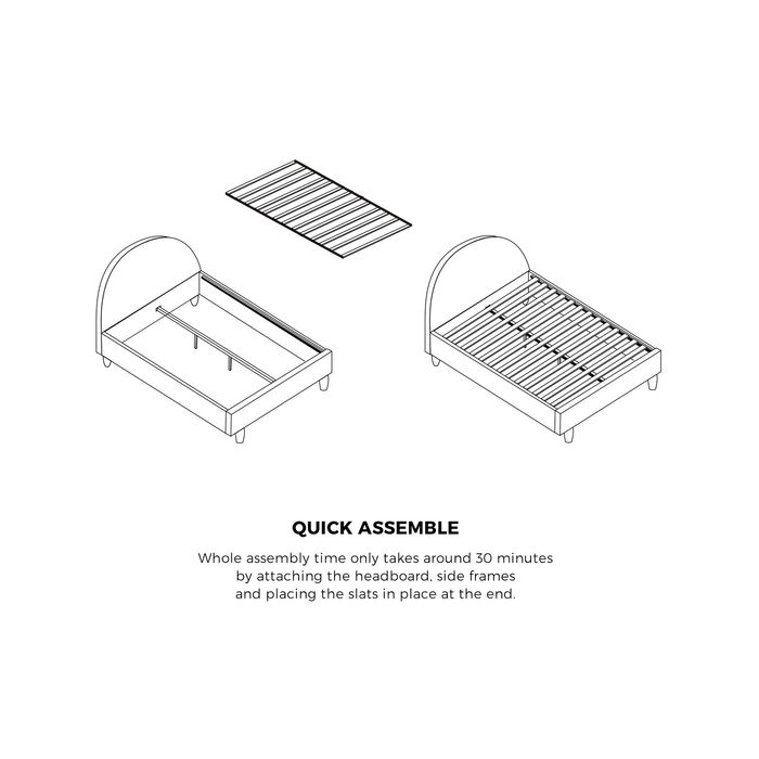 Oikiture Bed Frame Double Size Arched Beds Platform Beige Fabric ...