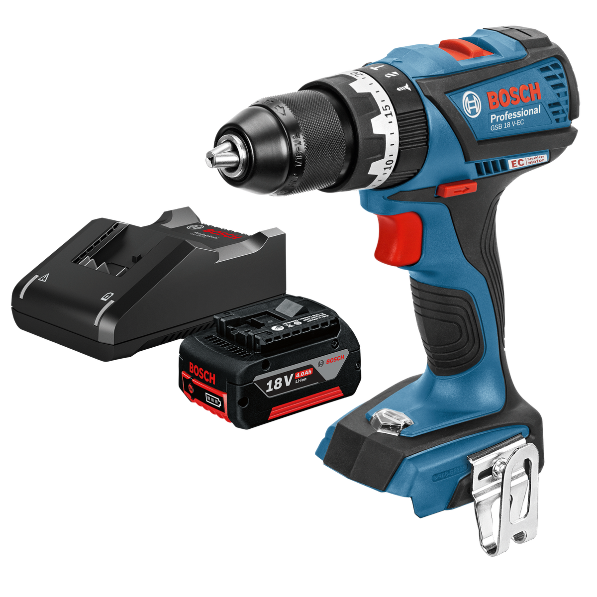 Bosch 18V Professional Brushless 60Nm Hammer Drill 4.0 Ah Battery ...