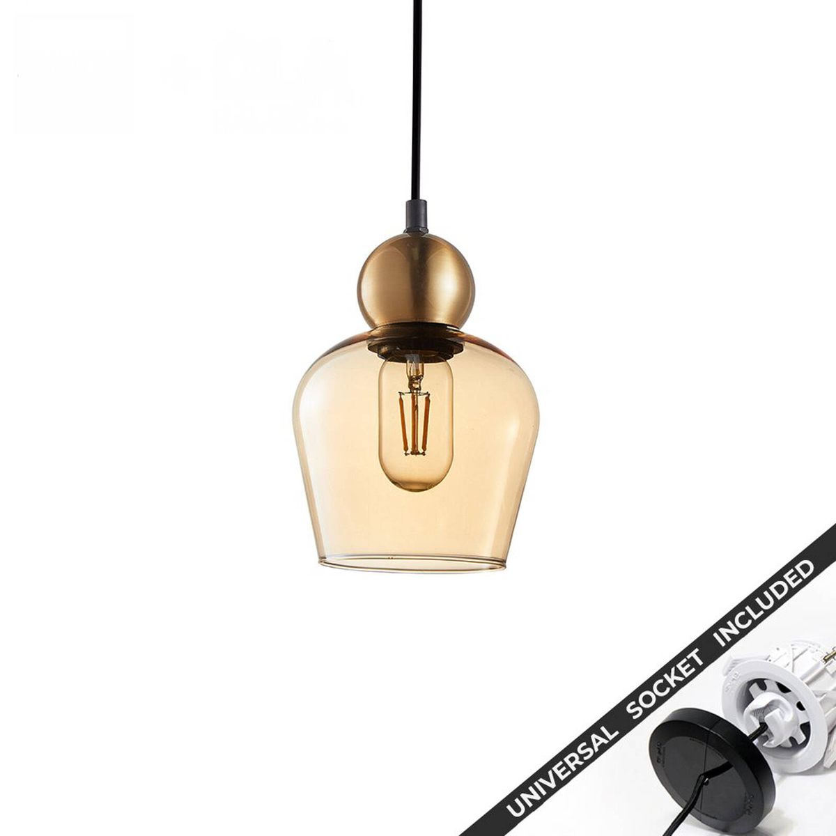 Snap Lighting Champan Amber Glass Downlight to Pendant Light Conversion ...