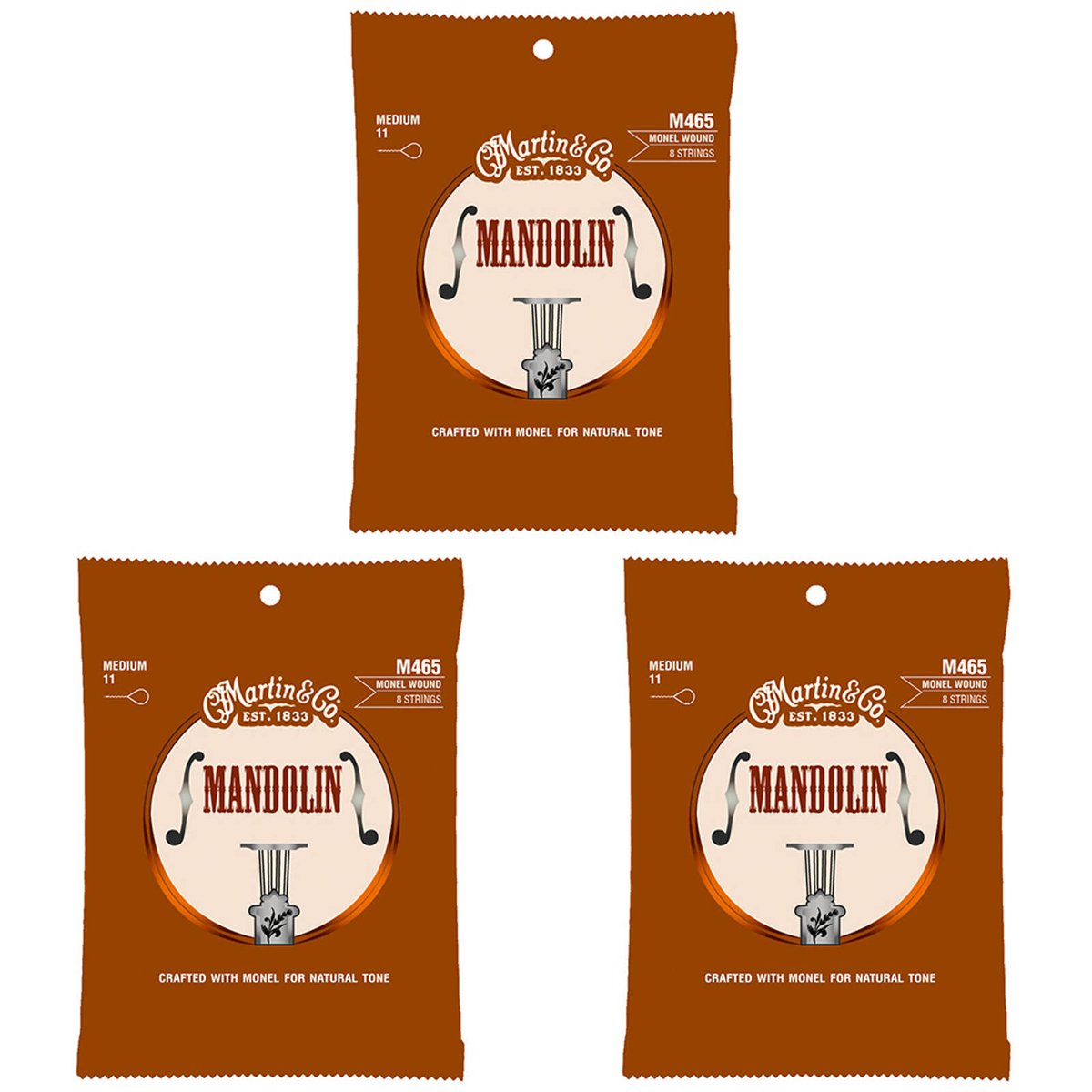 3PK Martin Guitar M465 Retro Mandorin Monel Strings 80/20 Bronze Medium ...