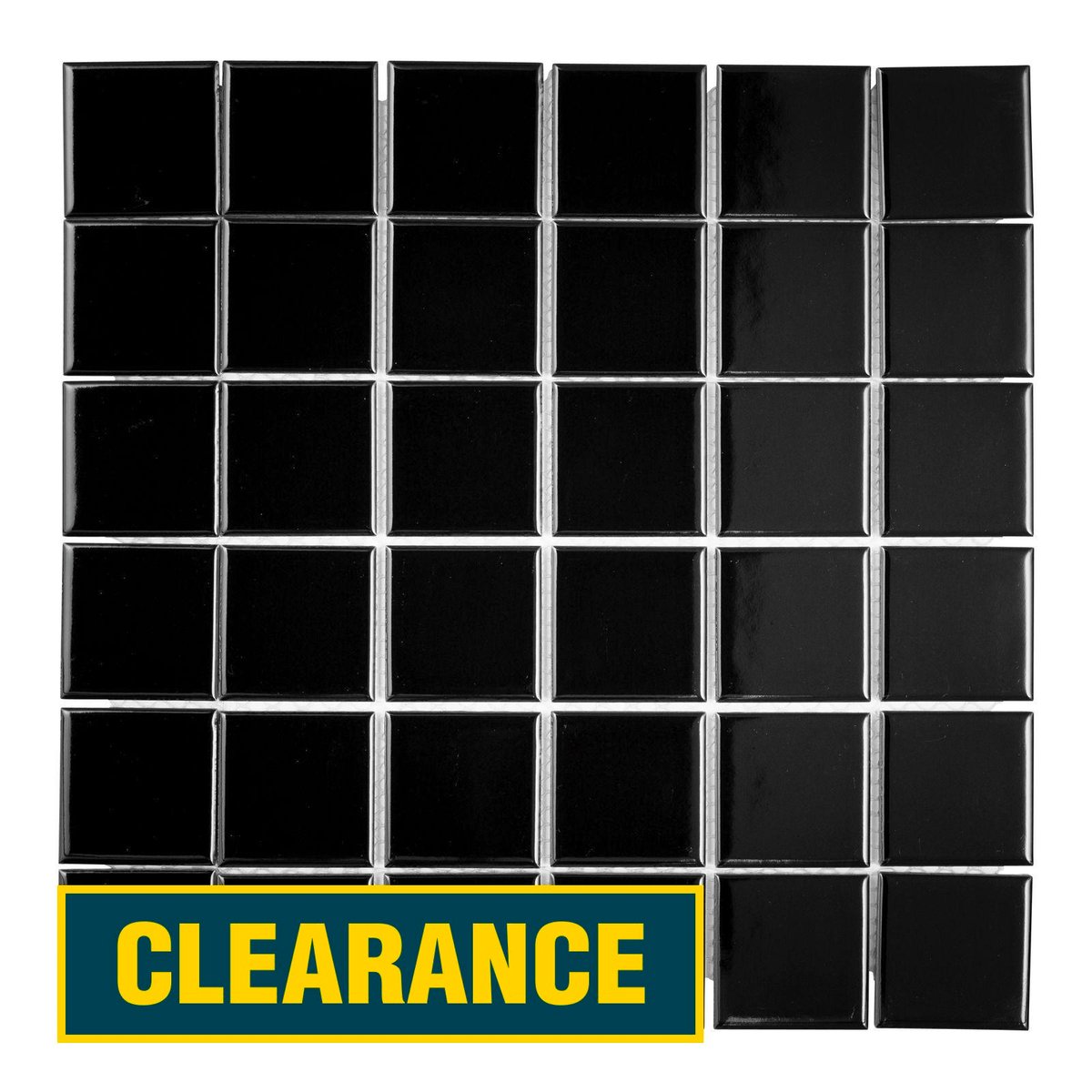 Decor8 Tiles 306 x 306mm Black Gloss Square Porcelain Mosaic Tile ...