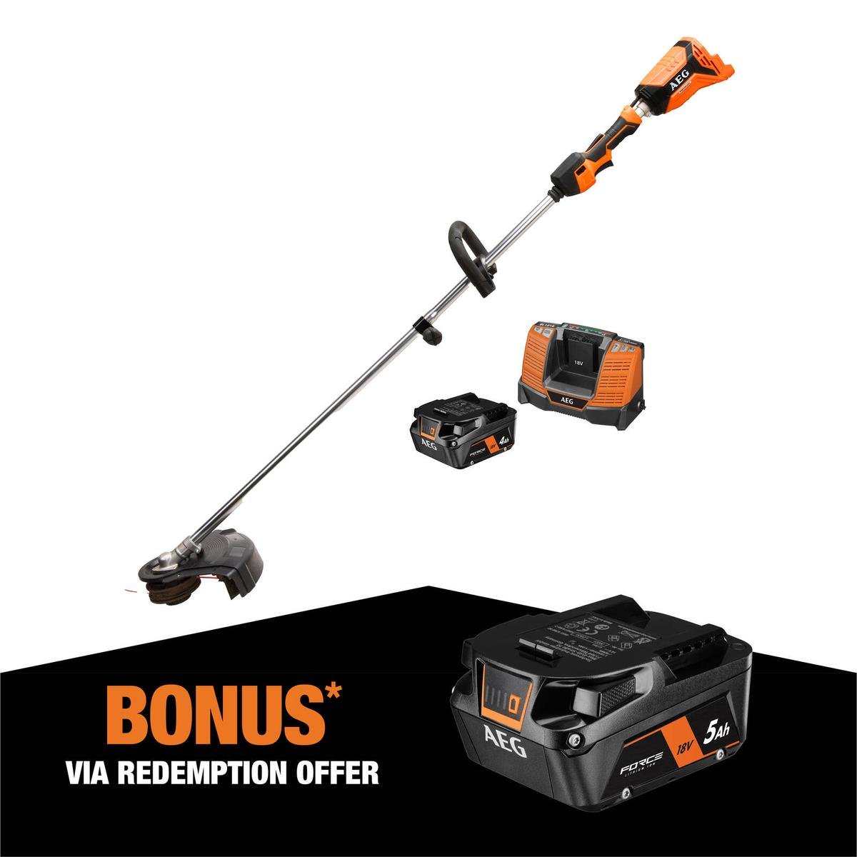 AEG 18V 33cm 4.0Ah Brushless Line Trimmer Force Kit - Bunnings Australia