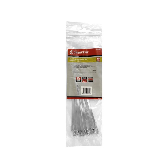 Crescent 200 x 4.6mm Stainless Steel Cable Ties - 10 Pack - Bunnings ...
