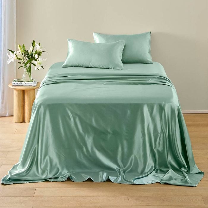 MyHouse Satin Sheet Set - Jade - Queen - Bunnings Australia