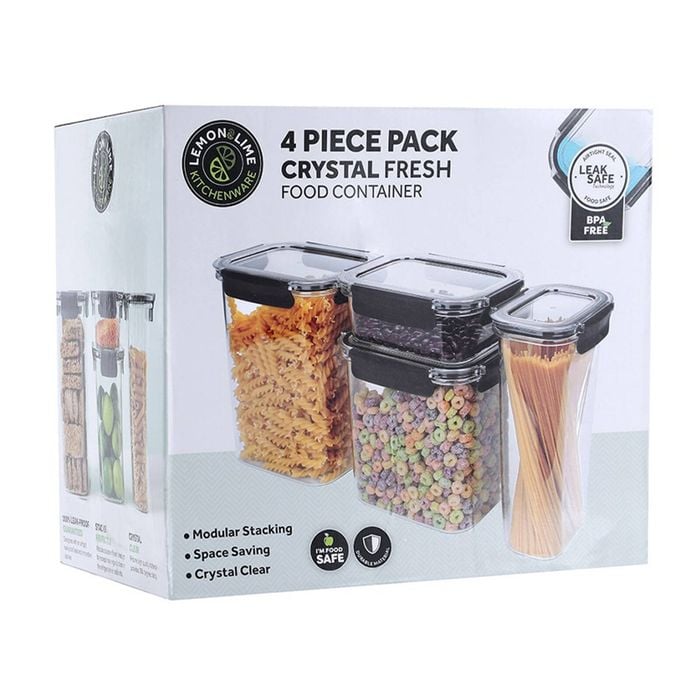 4pc Lemon And Lime 950ml/1.7/2.85/3.7L Crystal Fresh Food Container Set ...