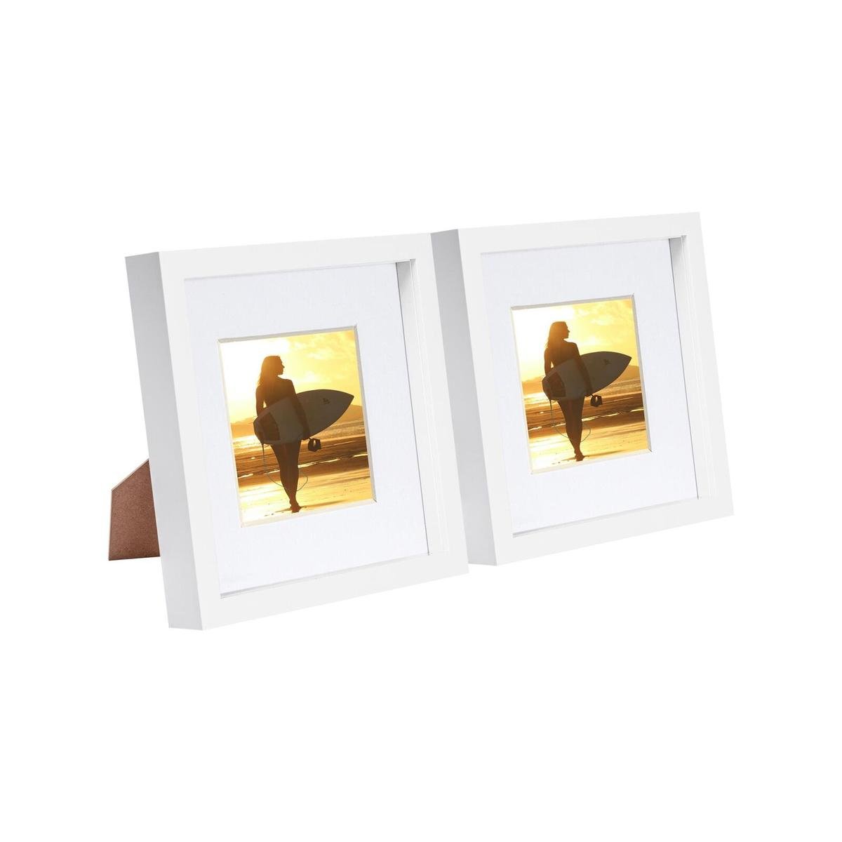 Nicola Spring 8" x 8" White 3D Box Photo Frames - 4" x 4" Mount - Pack ...