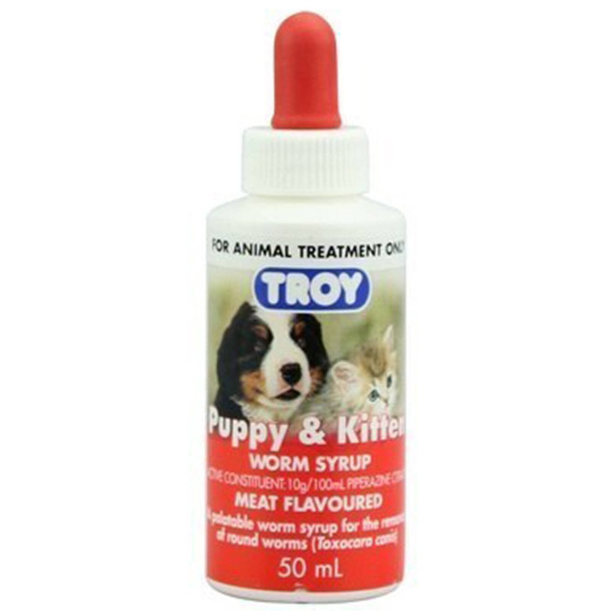 Troy Dog Puppy Cat Kitten Guinea Pig Meat Flavoured Worm Syrup 50ml - Bunnings Australia